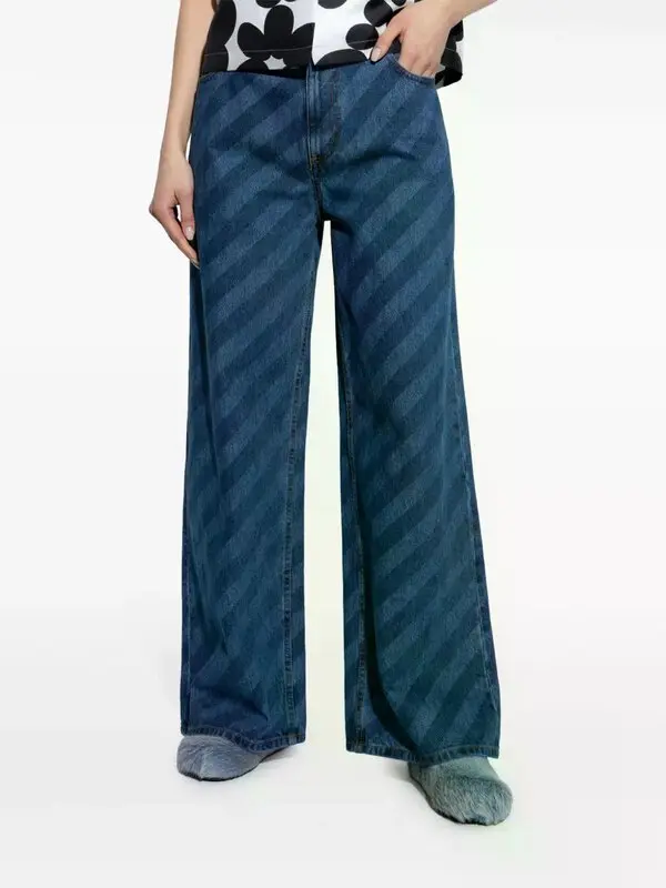 Marni Striped Wide-leg Jeans - Blue