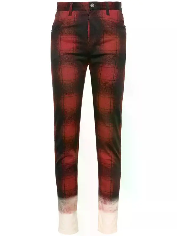 MAISON MARGIELA Tartan Check Tapered Stretch-cotton Trousers
