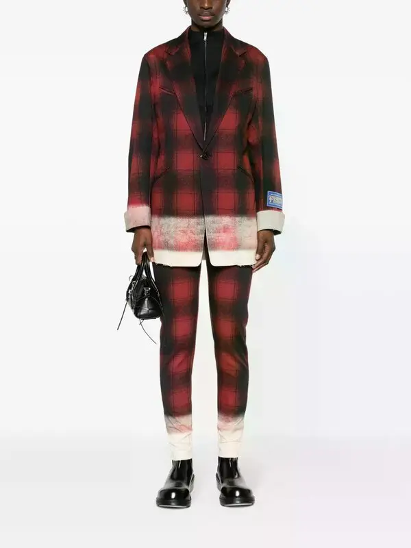 MAISON MARGIELA Tartan Check Tapered Stretch-cotton Trousers