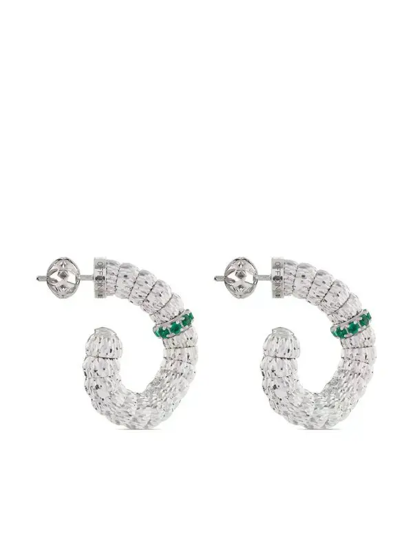 OFFICINA BERNARDI 18kt White Gold Emerald Hoop Earrings - Silver