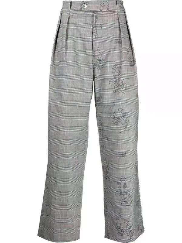 FENG CHEN WANG Plaid Straight-leg Trousers
