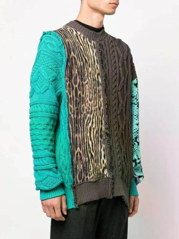 Roberto Cavalli Patchwork Detail Crew Neck Jumper