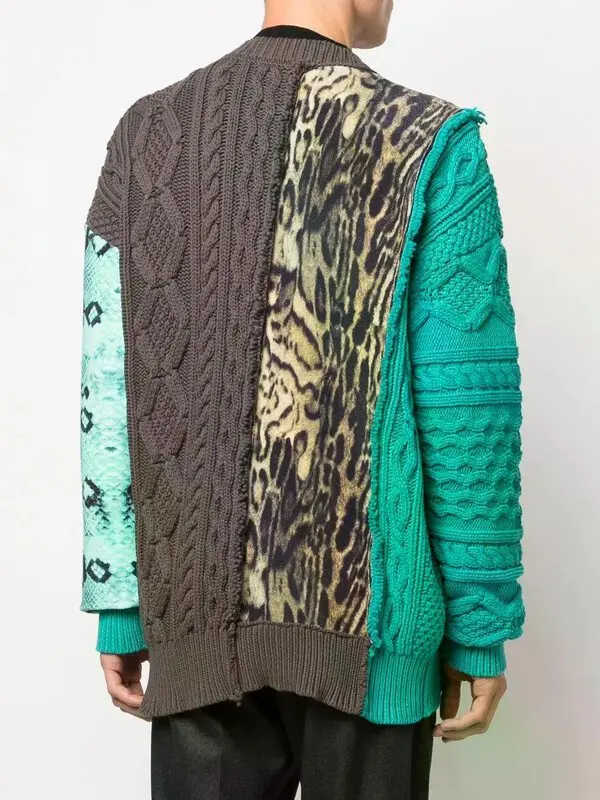 Roberto Cavalli Patchwork Detail Crew Neck Jumper