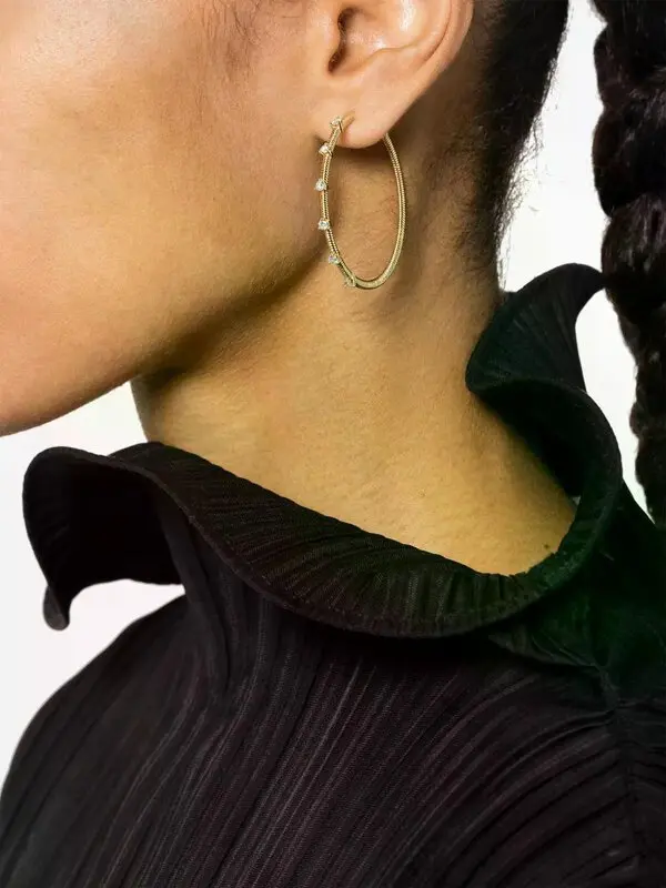 LEANDRA 18kt Yellow Diamond Hoop Earrings
