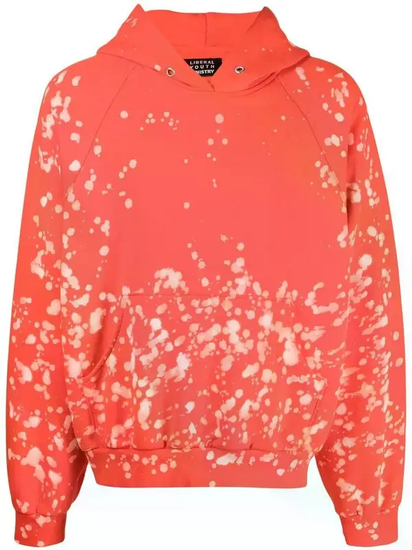 LIBERAL YOUTH MINISTRY Bleach-splash Cotton Hoodie - Red