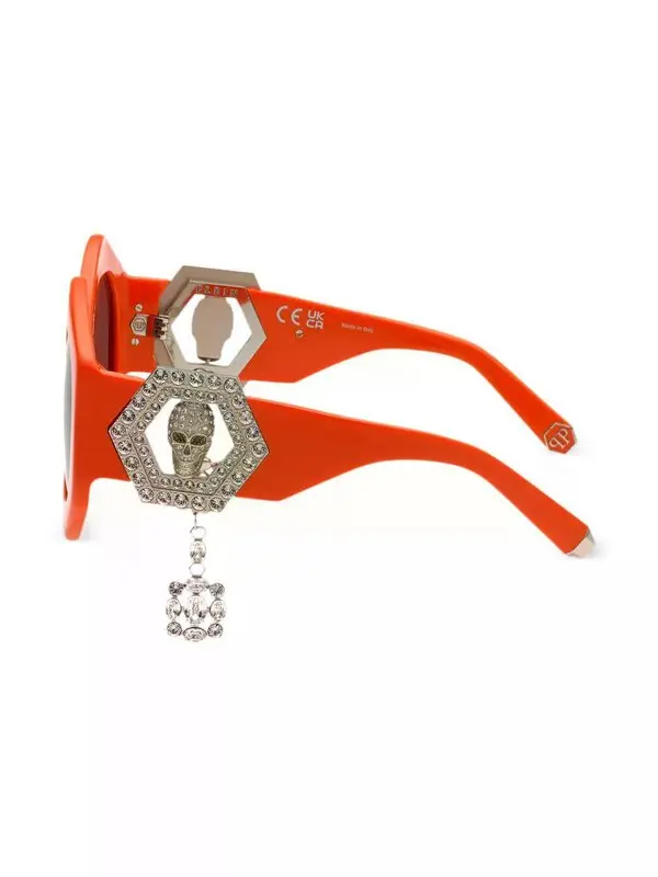 Philipp Plein Skull Charm Hexagon-frame Sunglasses
