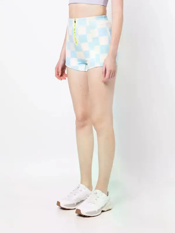 P.E Nation Checked High-waisted Shorts