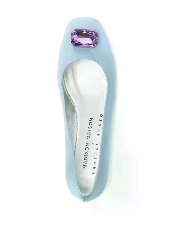 MADISON MAISON Marion Turquoise Jeweled Ballet Flats - Blue