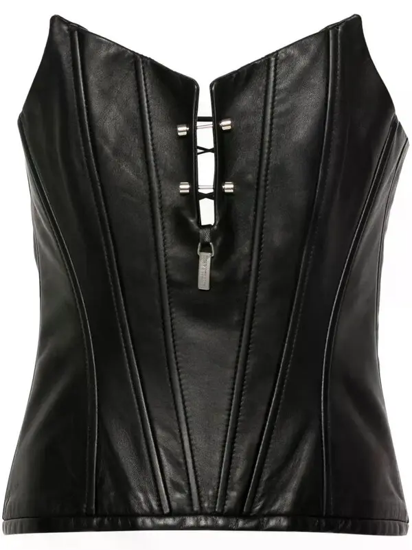 MITILIANE COUTURE Piercings Leather Corset - Black