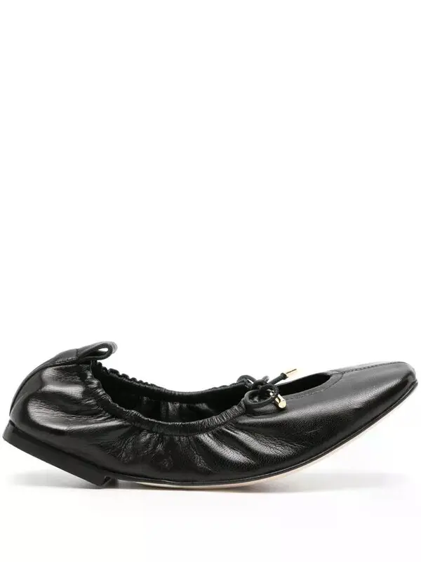 SCAROSSO Margot Leather Ballerina Flats - Black