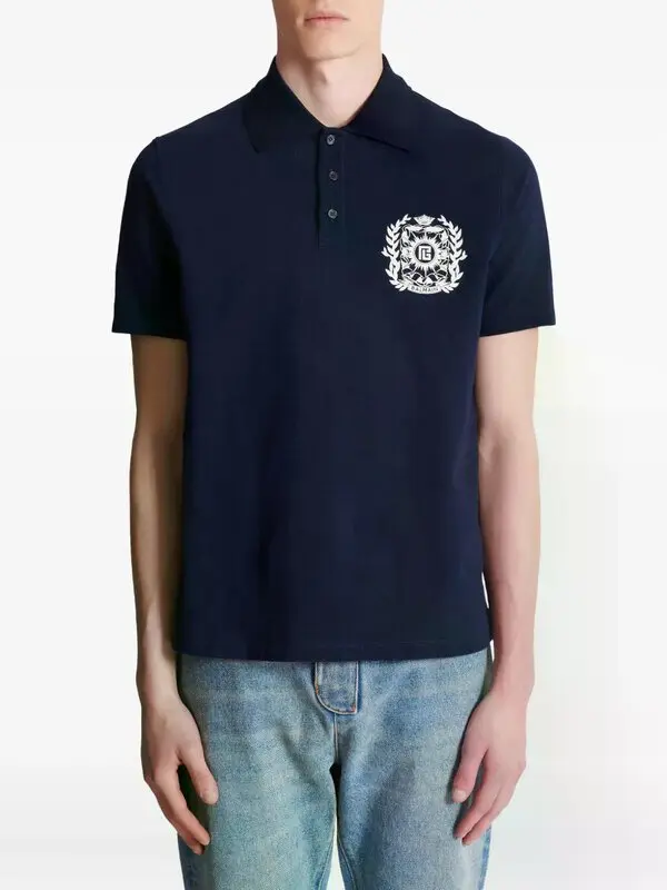 Balmain Cotton Polo Shirt - Blue