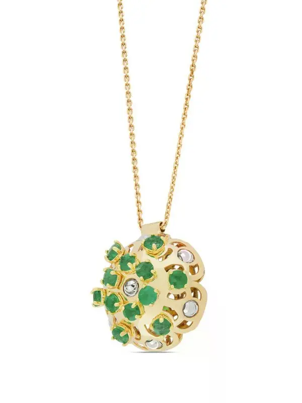 OFFICINA BERNARDI 18kt Yellow Emerald And Diamond Pendant Necklace - Gold