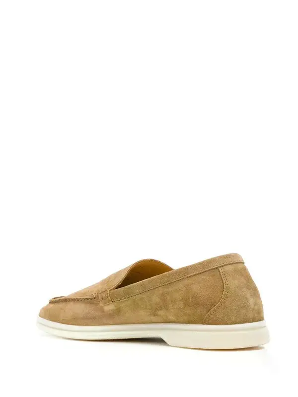 SCAROSSO Beige Suede Almond Toe Loafers - Neutrals