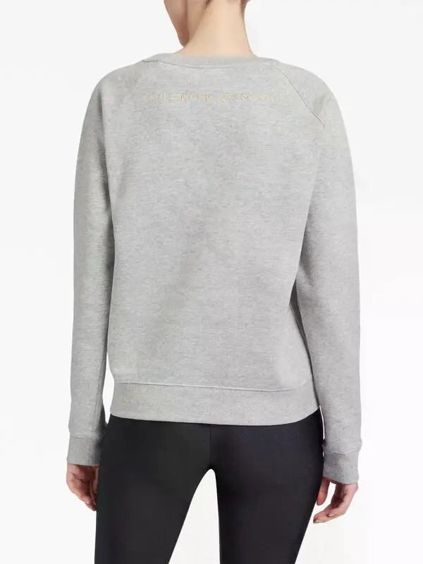 GIUSEPPE ZANOTTI Embroidered Cotton Sweatshirt - Grey