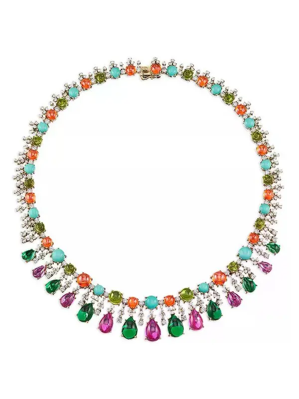 ANABELA CHAN 18kt Yellow Gold Vermeil Multi-stone Necklace - Green