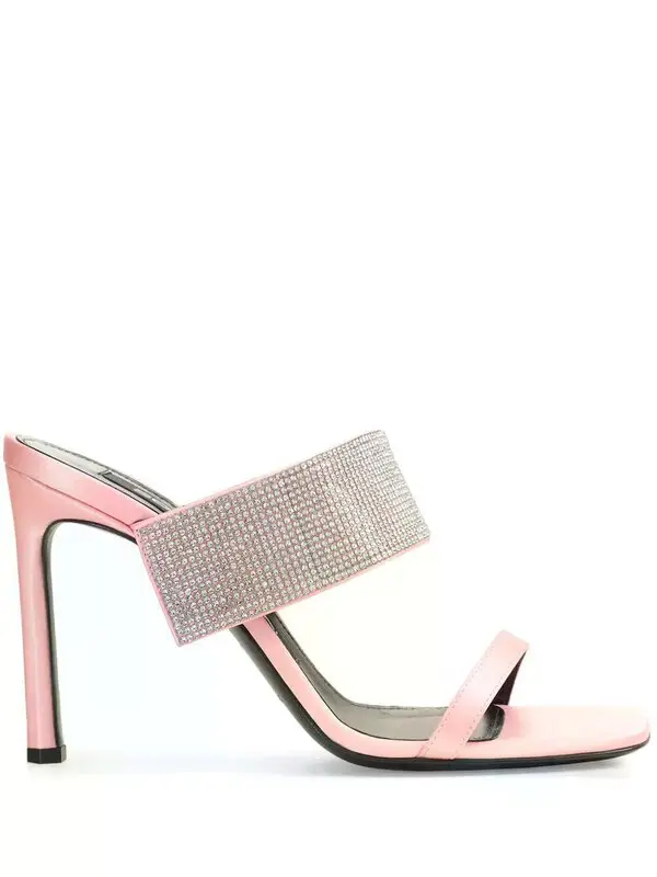 SERGIO ROSSI Rhinestone Embellished Leather Sandals - Pink