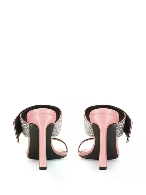 SERGIO ROSSI Rhinestone Embellished Leather Sandals - Pink