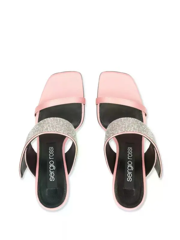 SERGIO ROSSI Rhinestone Embellished Leather Sandals - Pink