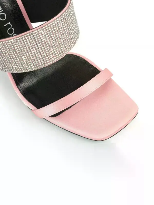 SERGIO ROSSI Rhinestone Embellished Leather Sandals - Pink