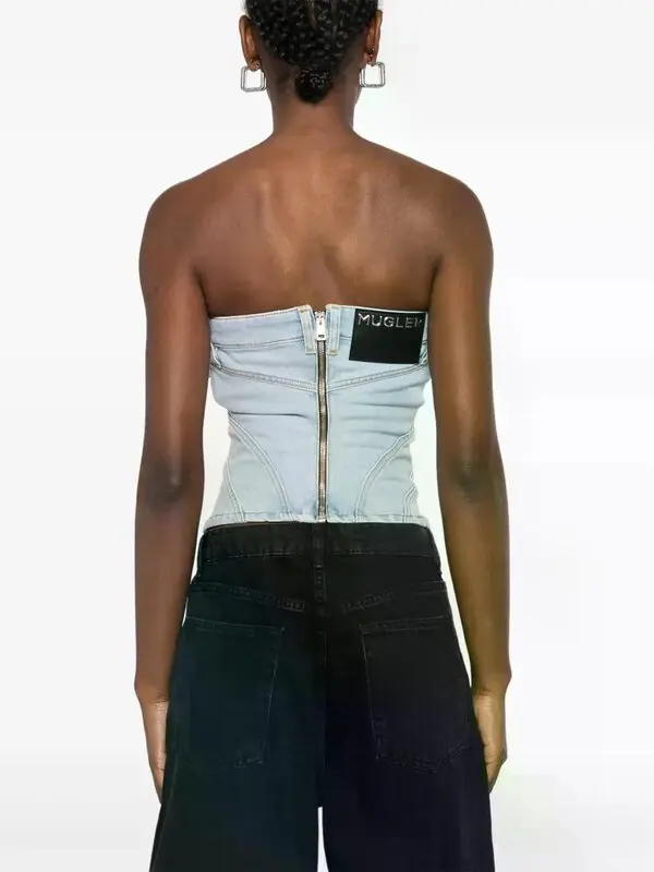 MUGLER Denim Corset Top