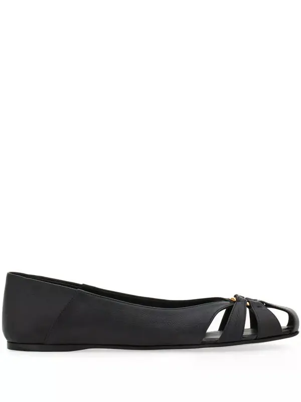 FERRAGAMO Gancini Ornament Flat Ballerina Shoes
