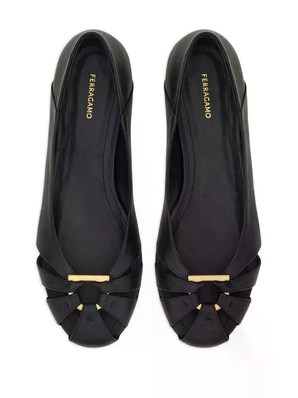 FERRAGAMO Gancini Ornament Flat Ballerina Shoes