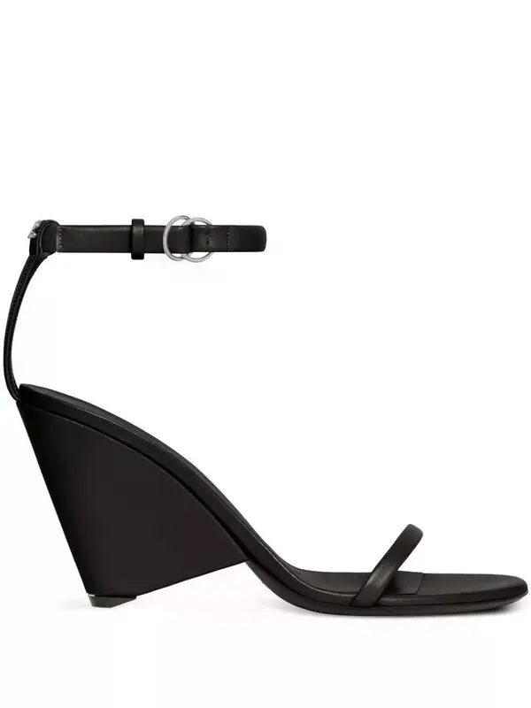 COURREGES Oblique Wedge Sandals - Black