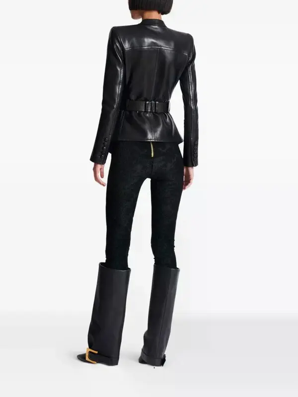 Balmain Belted Leather Jacket