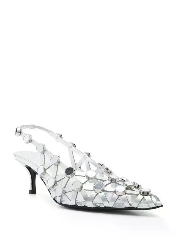Attico Tone Grid Slingback Pumps - Silver