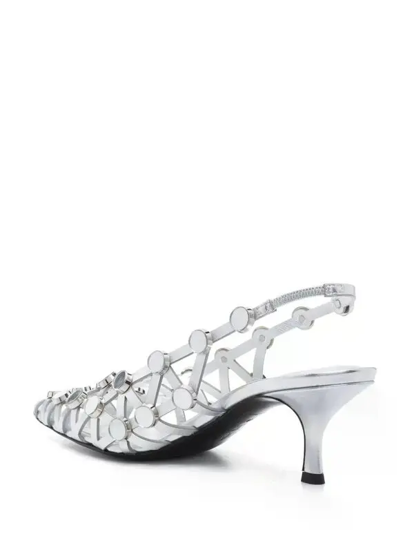Attico Tone Grid Slingback Pumps - Silver