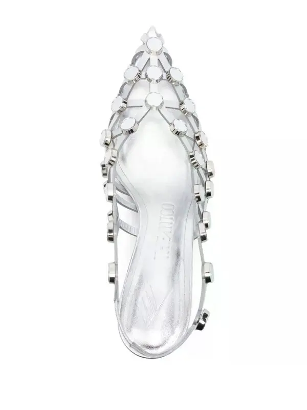 Attico Tone Grid Slingback Pumps - Silver