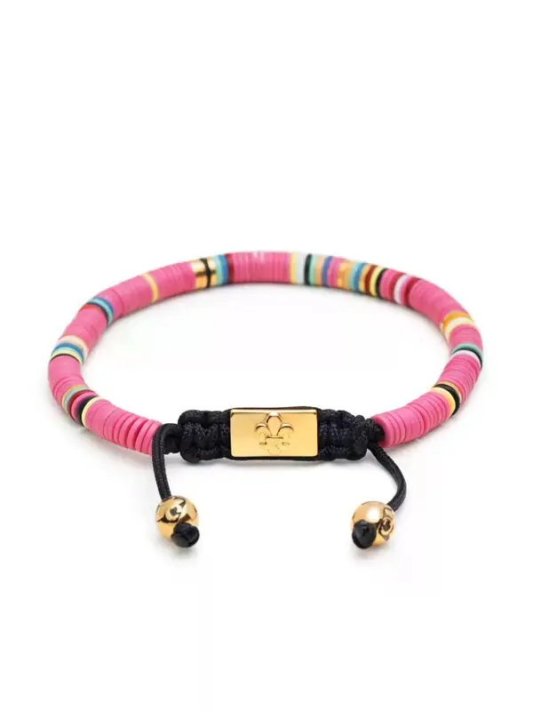 NIALAYA JEWELRY Logo Plaque Beaded Bracelet - Pink