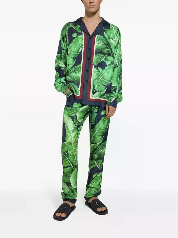 Dolce & Gabbana Banano Print Silk Lounge Trousers
