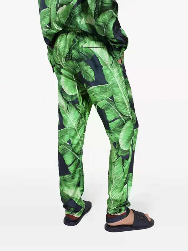 Dolce & Gabbana Banano Print Silk Lounge Trousers