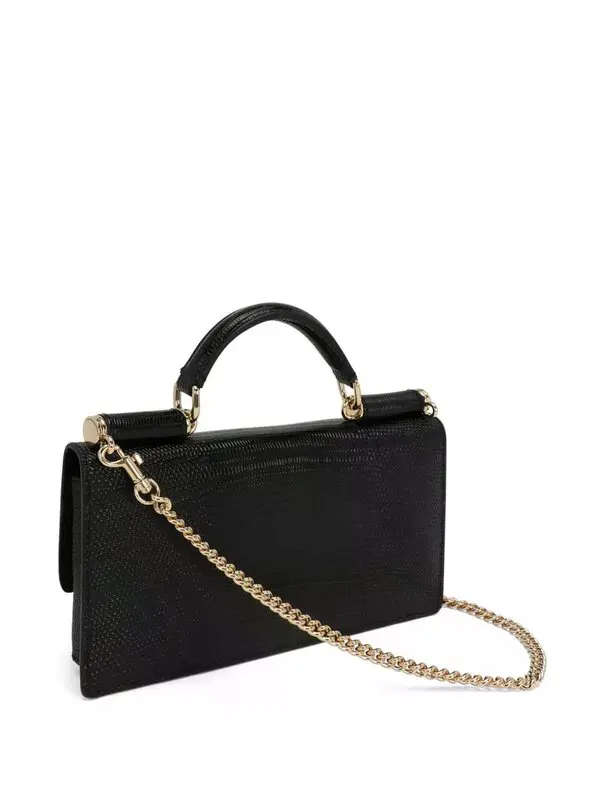 Dolce & Gabbana Mini Sicily Iguana-print Leather Bag - Black