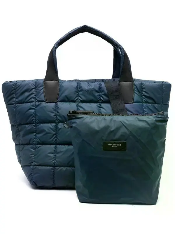 VEECOLLECTIVE Padded Recycled Nylon Tote Bag - Blue