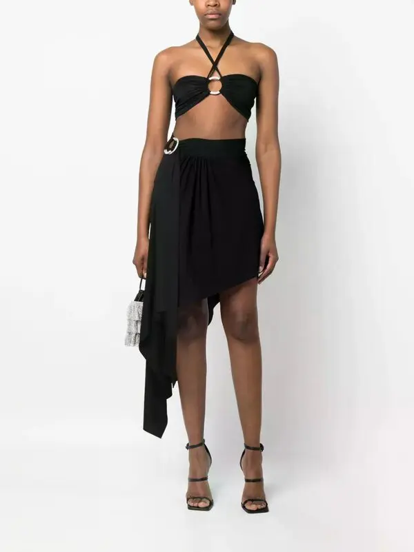 Alexandre Vauthier Embellished Ring Detail Belted Asymmetric Skirt - Black