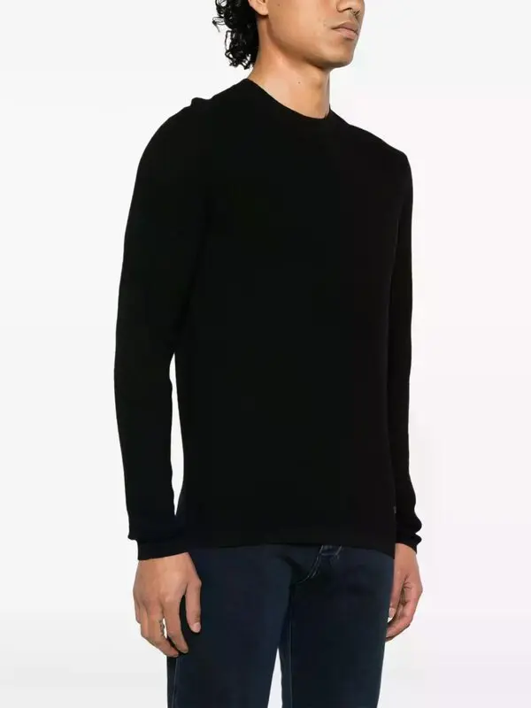 Emporio Armani Textured Crew Neck Long Sleeve Sweater