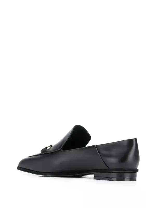 FERRAGAMO Gancini Buckle Square-toe Leather Loafers
