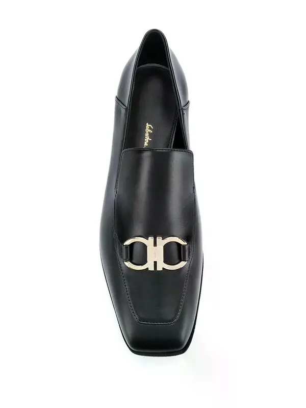 FERRAGAMO Gancini Buckle Square-toe Leather Loafers