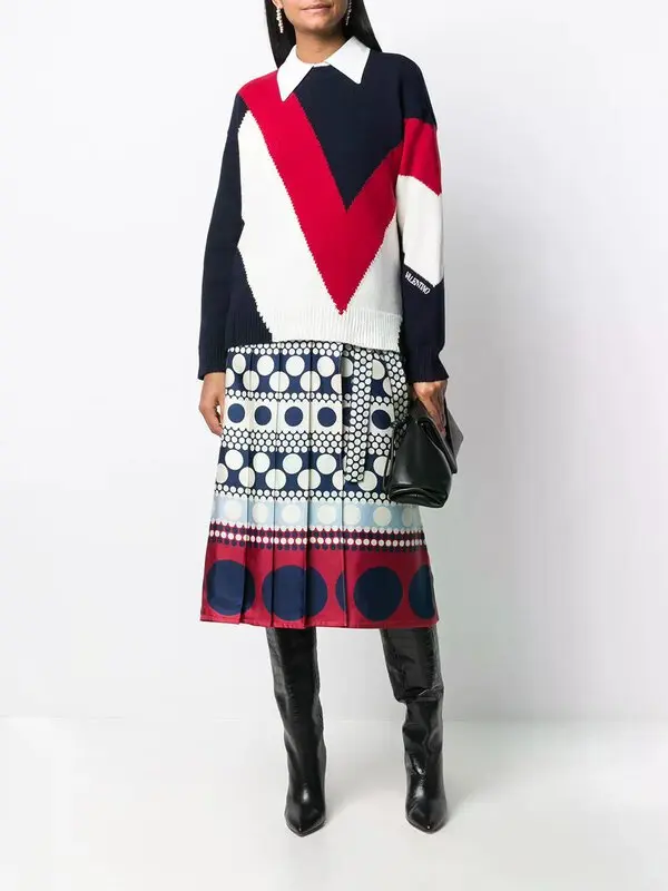 Valentino Garavani Printed Cotton-silk Blend Skirt - Blue