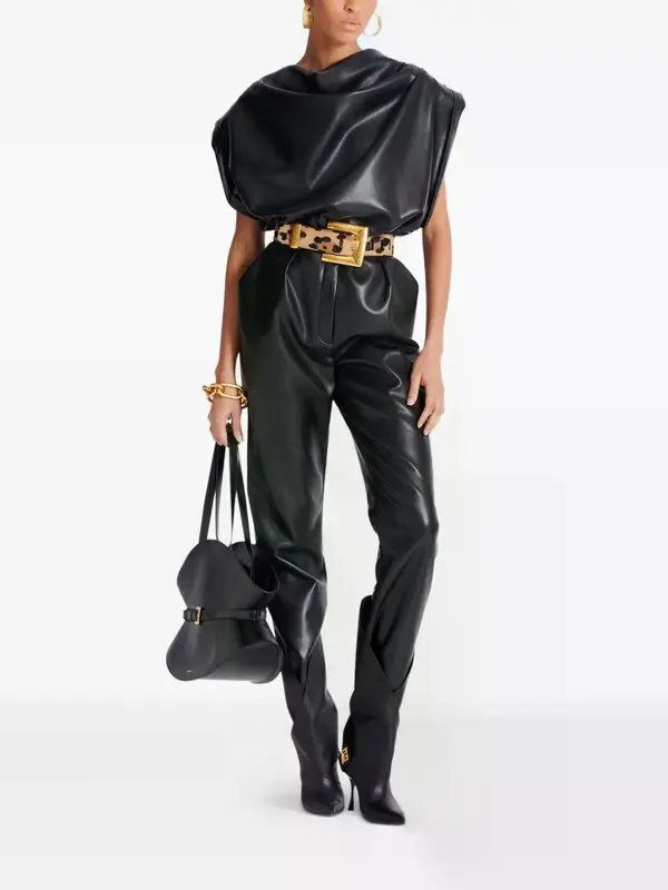 Balmain High-waisted Faux Leather Trousers