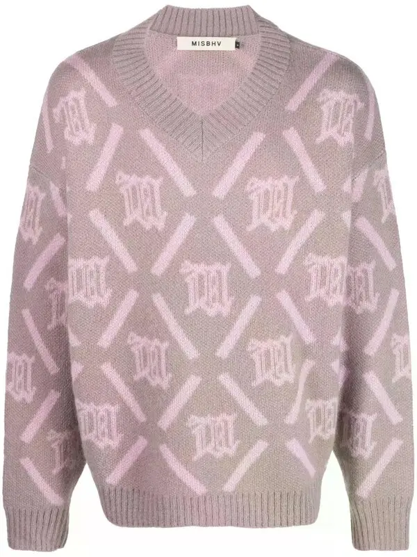 MISBHV Intarsia-knit Logo Jumper - Pink