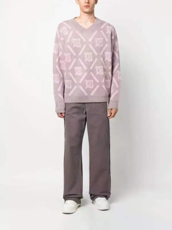 MISBHV Intarsia-knit Logo Jumper - Pink
