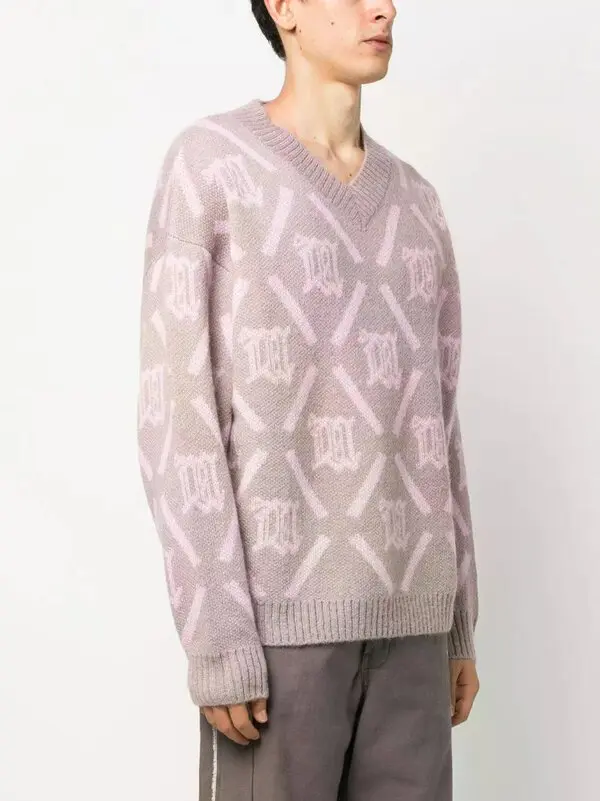 MISBHV Intarsia-knit Logo Jumper - Pink