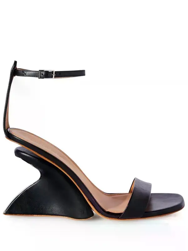 Off-White Jug Wedge-heel Leather Sandals - Black