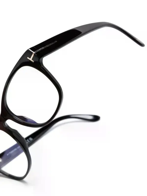 TOM FORD Logo-engraved Round-frame Glasses - Black