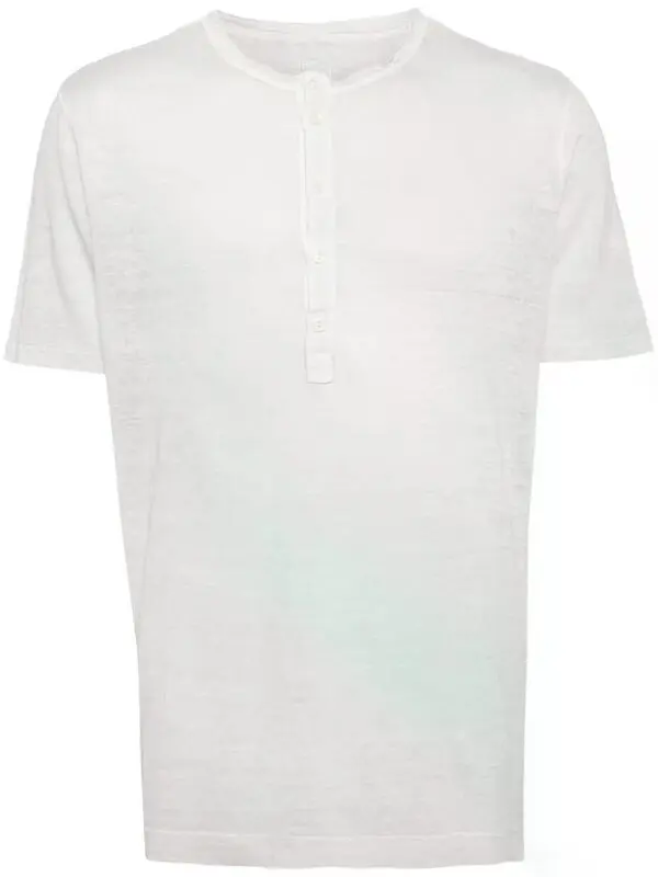 120% Lino Button-placket Linen T-shirt