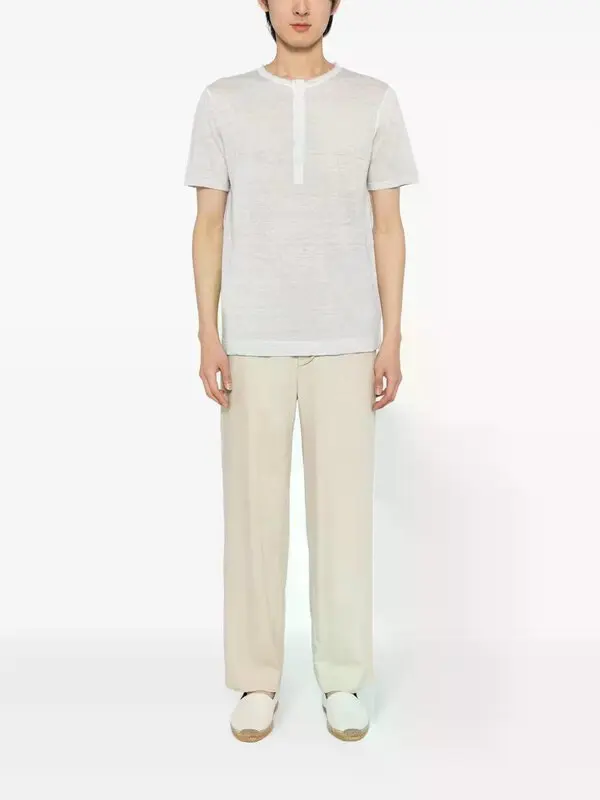 120% Lino Button-placket Linen T-shirt