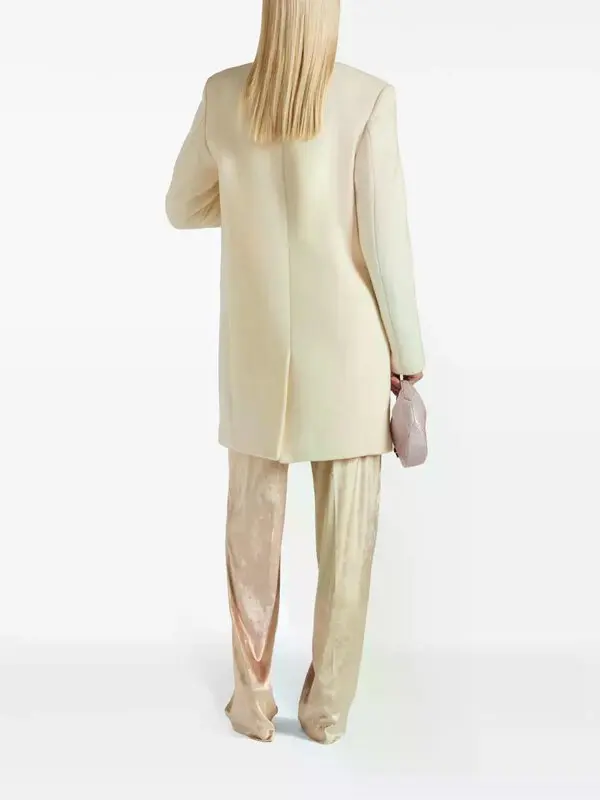 GENNY Cream White Virgin Wool Blend Double-breasted Coat
